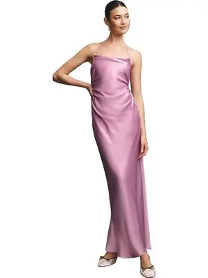 Bhldn Saylor Cowl-Neck Satin Maxi Dress Multicolor