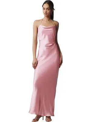 Bhldn Saylor Cowl-neck Satin Maxi Dress - Orchid Pink