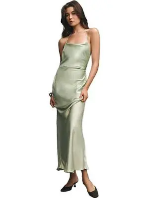 Bhldn Saylor Cowl-neck Satin Maxi Dress - Sage