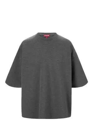 Staud Capsule Knit Crewneck T-shirt - Heather Grey