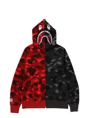 BAPE Camo Separate Shark Full Zip Hoodie Red/black