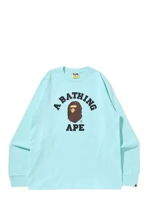 A BATHING APE College Long Sleeve Tee Shirt - Sax