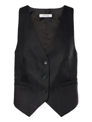 Dorothee Schumacher Pinstripe Wool Vest - Black