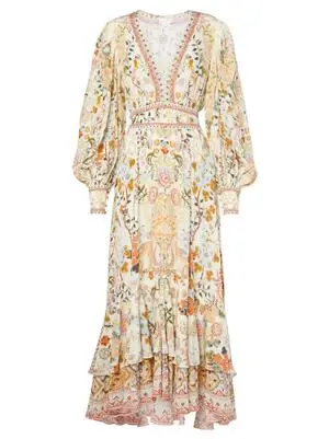 Camilla Printed Tiered Silk Maxi Dress - Multicoloured