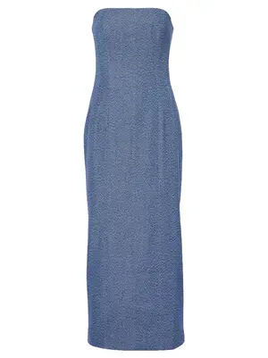 Tove Alba Strapless Denim Midi Dress - Blue