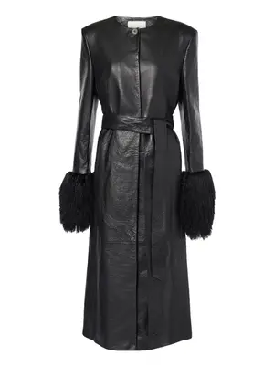 Magda Butrym Shearling-trimmed Leather Coat - Black