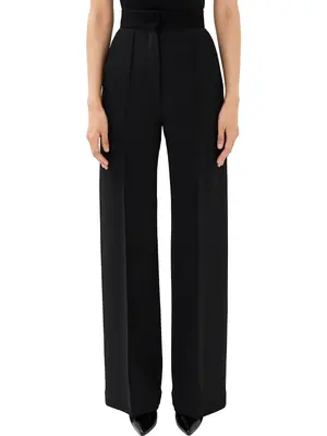 Another Tomorrow Doppio Wide-leg Stretch Crepe Pants - Black