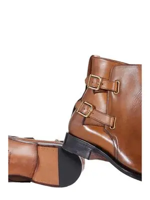 PAUL STUART Simon Double-buckle Ankle Boots - Tan