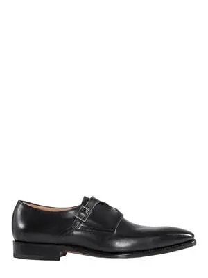 PAUL STUART Samson Leather Monk Strap Loafers - Black