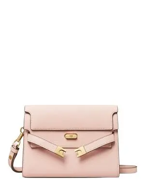 Tory Burch Lee Radziwill Pebbled Leather Shoulder Bag Pink Sand