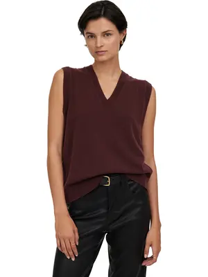 Madewell Cashmere V-Neck Sweater Vest Molasses