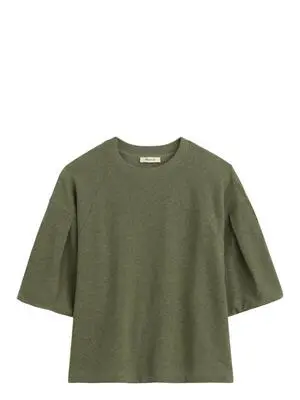 Madewell Puff-sleeve Sweatshirt Tee - Hthr Vintage Moss
