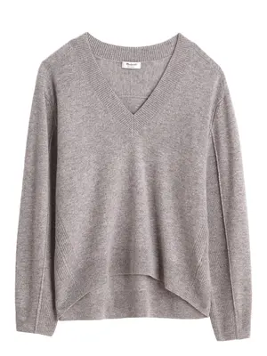 Madewell V-Neck Cashmere Sweater Heather Grey Pearl