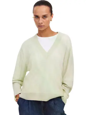 Madewell V-Neck Cashmere Sweater Heather Pale Green