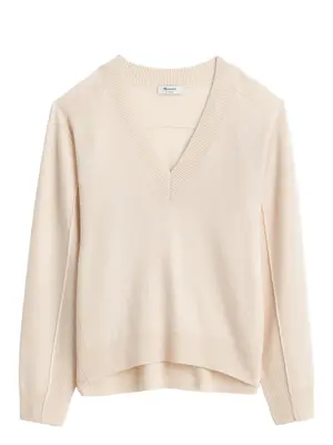 Madewell V-Neck Cashmere Sweater Hthr Oat