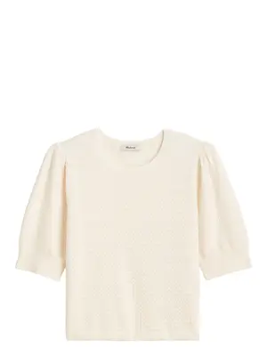 Madewell Merino Wool-silk Blend Puff-sleeve Sweater Tee - Ivory