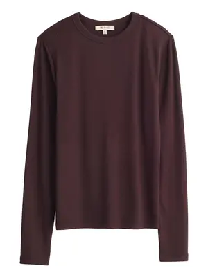 Madewell Drapey Rib Long-Sleeve Tee Dark Carob