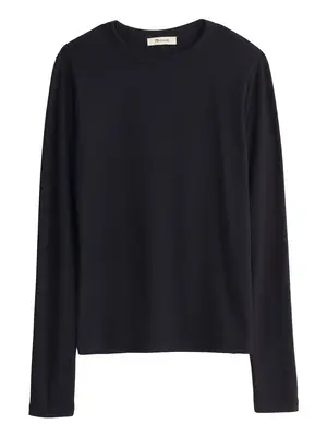 Madewell Drapey Rib Long-Sleeve Tee Jet Black