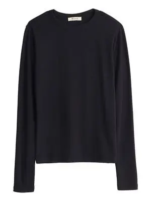 Madewell Drapey Rib Long-sleeve Tee - Jet Black
