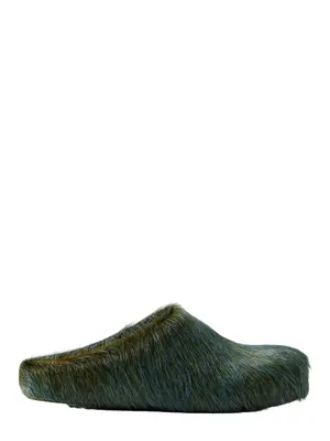 Marni Fussbett Calf Hair Clogs - Blue