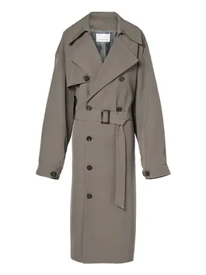 THE FRANKIE SHOP Mavis Oversized Trench Coat - Grey