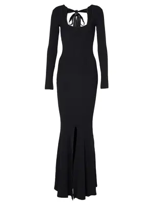 David Koma Ribbed-knit Jersey Gown - Black
