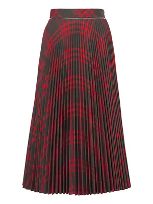 Burberry Check Plisse Midi Skirt - Multicoloured