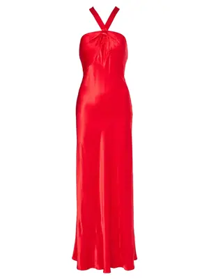 Rixo Losanna Halterneck Gown - Red