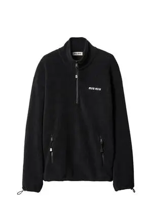 Miu Miu Fleece Sweatshirt With Embroidered Logo - Black