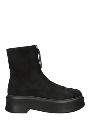 THE ROW Zipped Suede Ankle Boots - Black