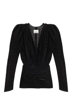Isabel Marant Marlin Burnout Velvet Blouse - Black