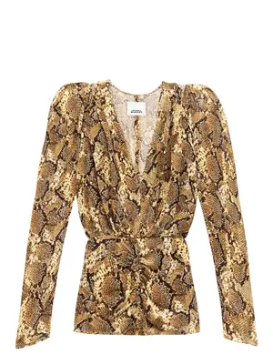 Isabel Marant Étoile Marlin Burnout Velvet Blouse Sand