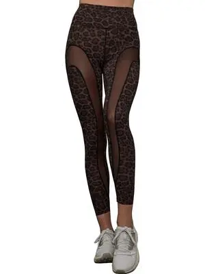 Carbon38 Sheer Spliced Legging In Melt Leopard Print