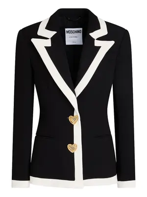 Moschino Moschino Two-Tone Hammered Crepe Blazer Black