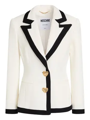 Moschino Two-tone Hammered Crepe Blazer - Ivory