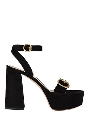 GIANVITO ROSSI Zandra Buckled Suede Sandals - Black