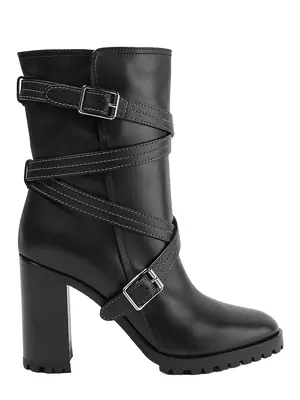 GIANVITO ROSSI Gianvito Rossi 90 Buckled Leather Ankle Boots