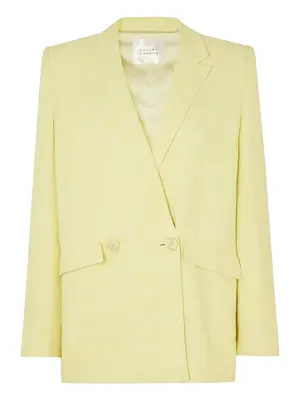 Galvan Boyfriend Woven Blazer - Pastel Yellow