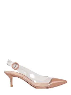 GIANVITO ROSSI Alice Leather And Pvc Slingback Pumps - Neutral