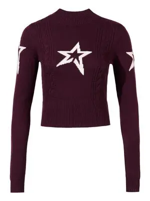 Perfect Moment Cable Merino Wool Sweater - Burgundy