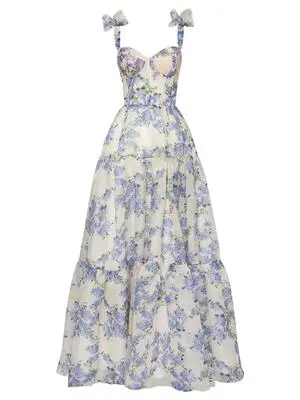 MILLA Floral Organza Maxi Gown - Hydrangea