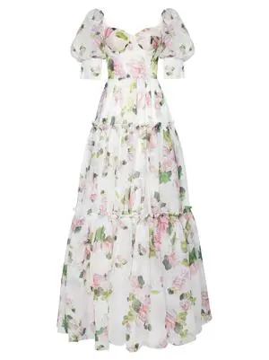 MILLA Feminine Voluminous Sleeves Maxi Dress - Apple Blossom