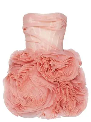 MILLA Appliquéd Organza Mini Dress - Coral