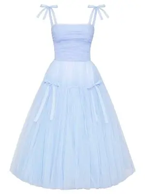 MILLA Tie-straps Tulle Dress - Light Blue