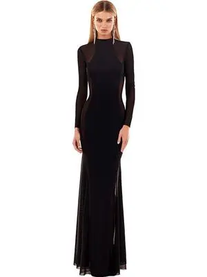 MILLA Showstopper Maxi Dress With Semi-transparent Insets - Black