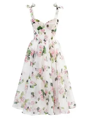MILLA Floral Print Tie-strap Midi Dress - Apple Blossom