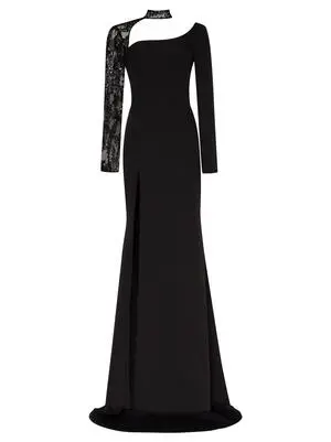 MILLA Trumpet Gown With Detachable Sleeve - Black