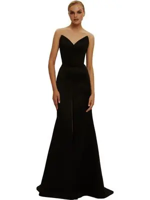 MILLA Strapless Trumpet Evening Gown - Black