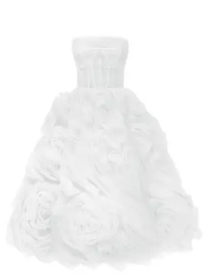 MILLA Dramatically Flowered Tulle Dress - White