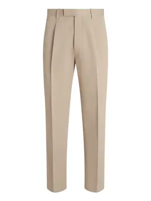 Zegna Zegna Cotton And Wool Pleated Trousers Light Taupe